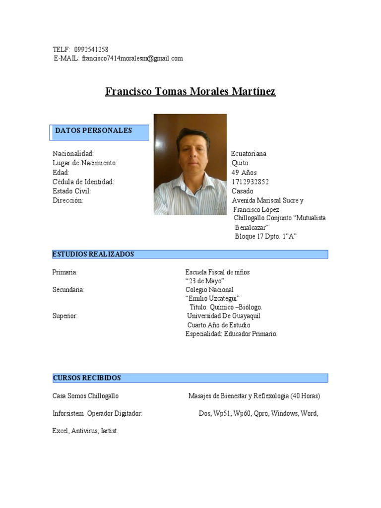 Curriculum Francisco Morales. | PDF