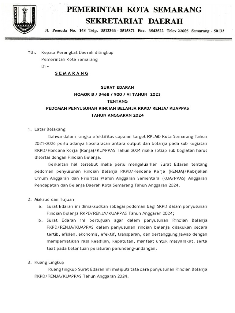 Se Pedoman Penyusunan Rincian Belanja Renja Kuappas Tahun 2024 Pdf