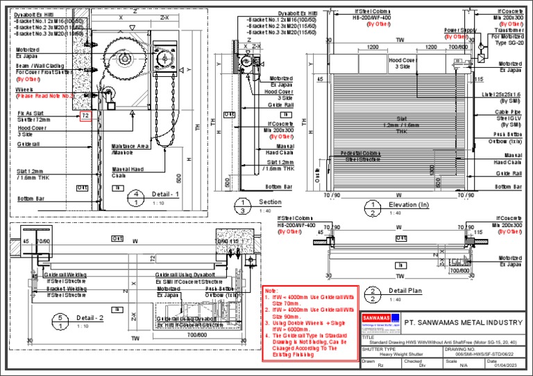 Sample Drawing For HWS SG-15, SG-20, & SG-40 | PDF | Manufactured Goods