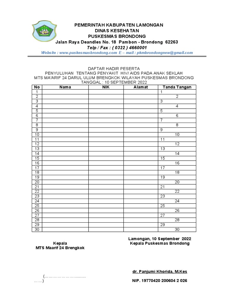 Daftar Hadir Peserta | PDF