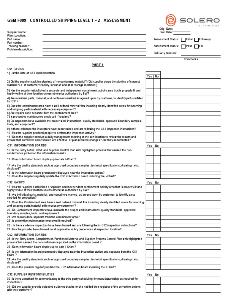 Supplier Quality Assessment | PDF | Specification (Technical Standard ...