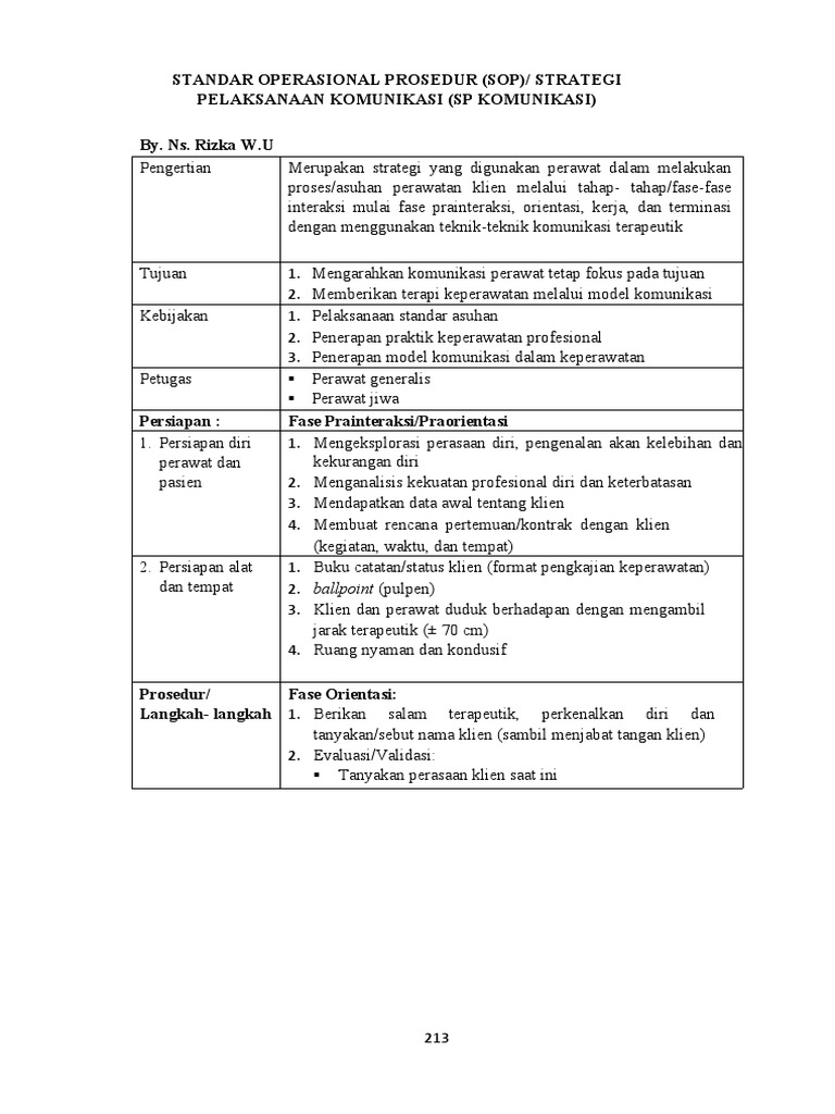Sop, Format Strategi Pelaksanaan Komunikasi (SP) | PDF