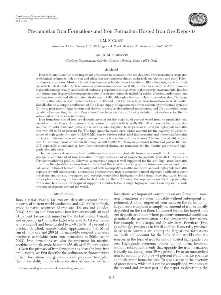 Iron Ore Formation Insights | PDF | Iron Ore | Sedimentary Rock