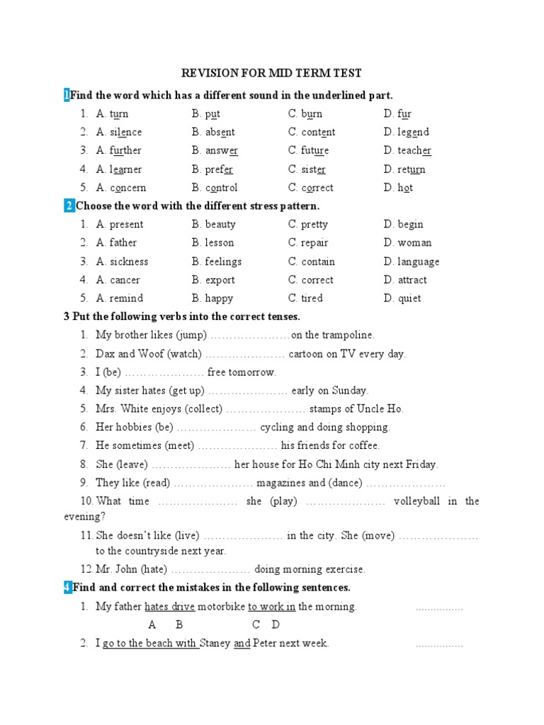 Revision For Mid Term Test | PDF