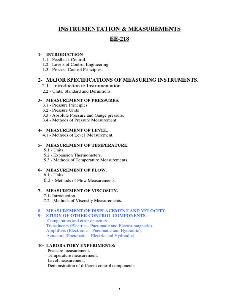 Instrumentation and Measurements | PDF | Pressure Measurement ...