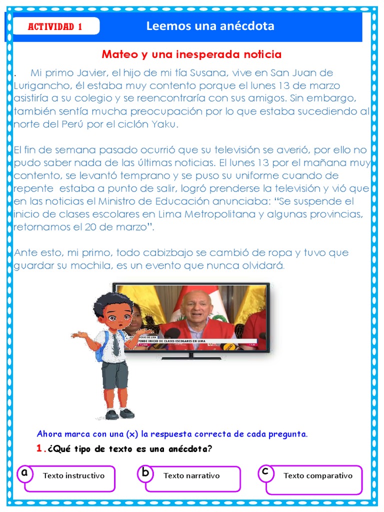 Leemos Una Anécdota | PDF