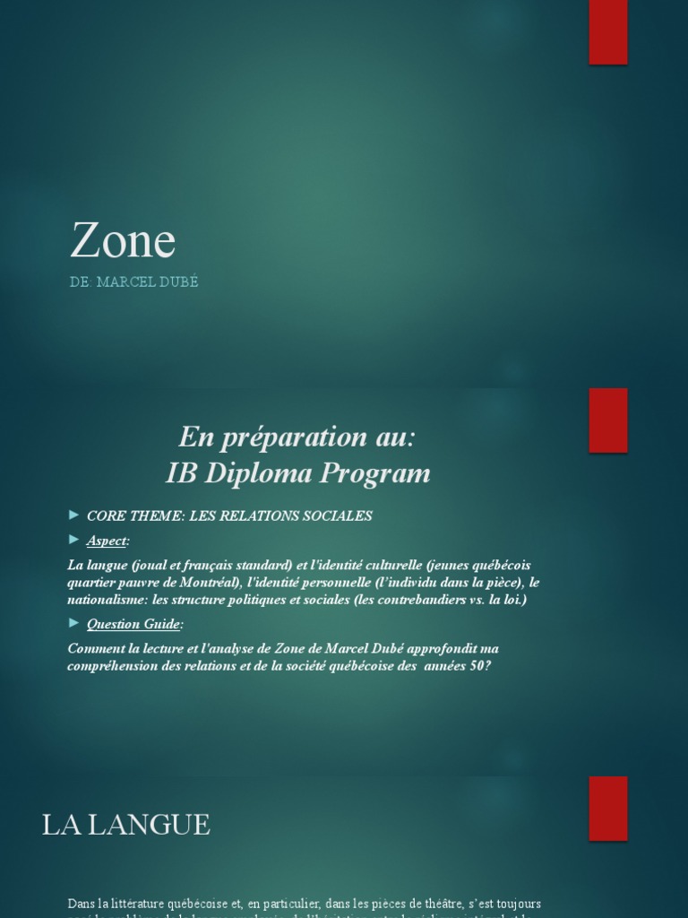 Analyse de "Zone" de Marcel Dubé | PDF | Amour