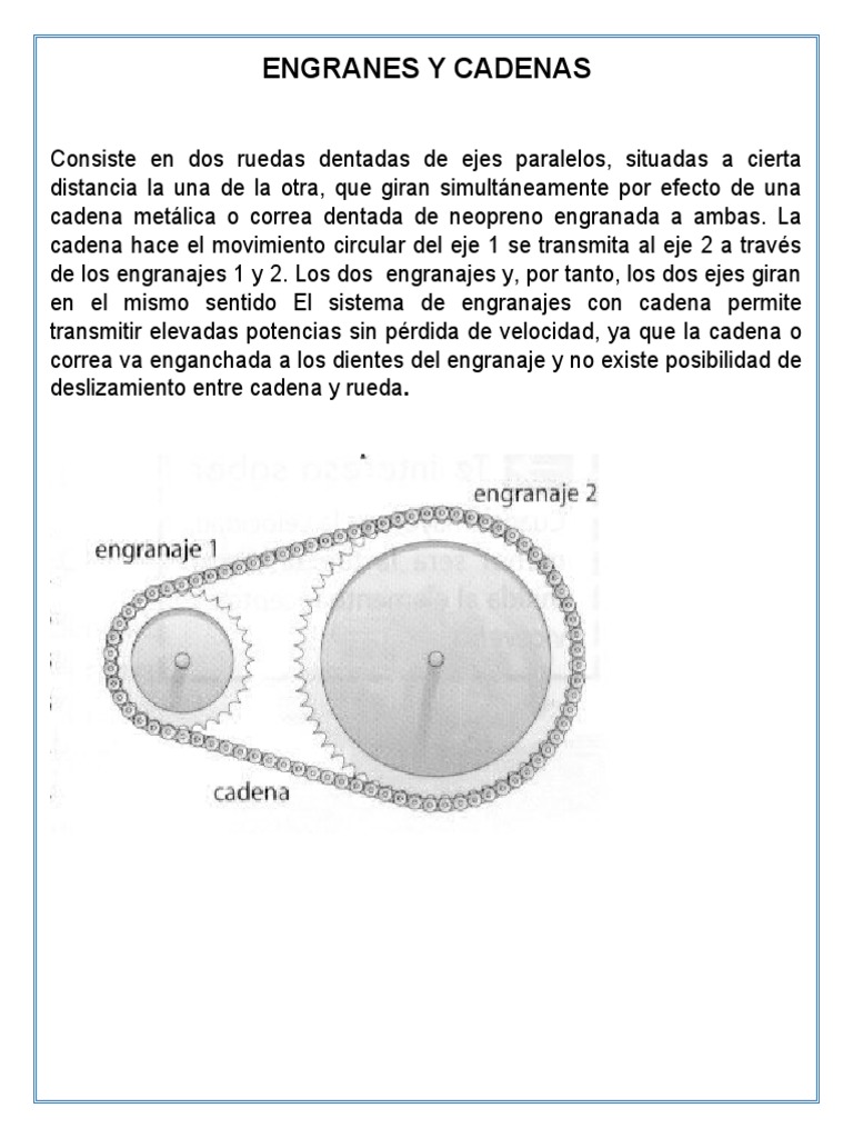 Cadenas y Engranajes | PDF | Engranaje | Eje