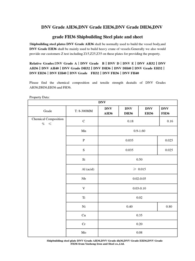 DNV Grade Ah36 Eh36 | PDF