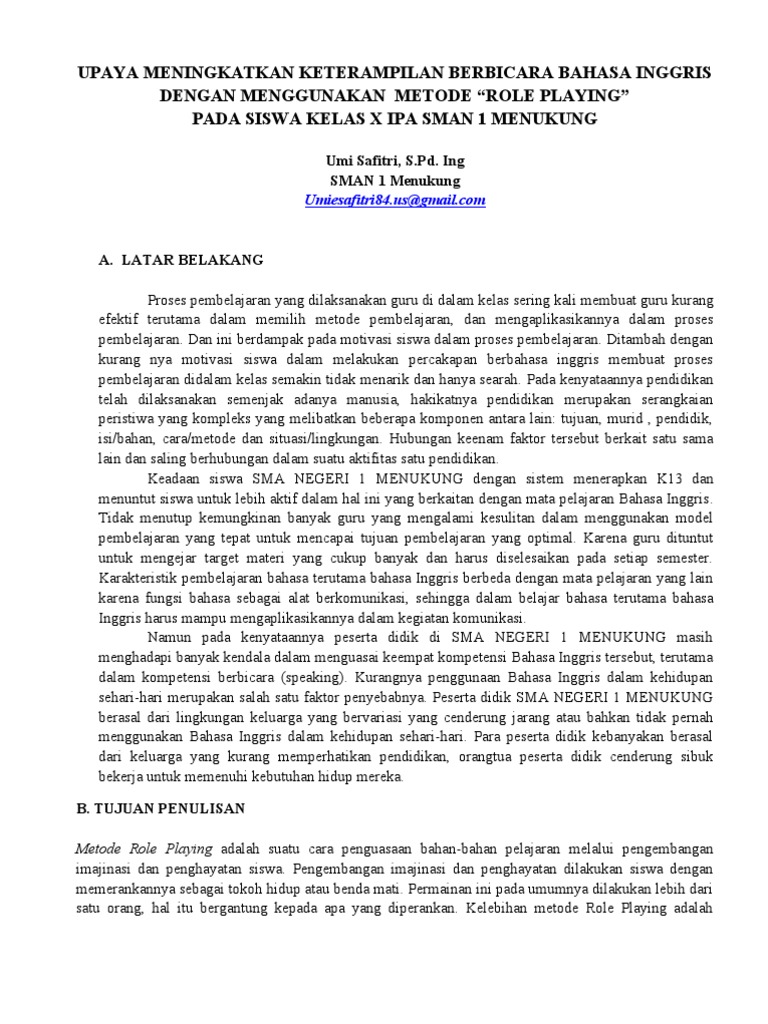 UMI TUGAS BEST PACTICE ROLE PLAY | PDF