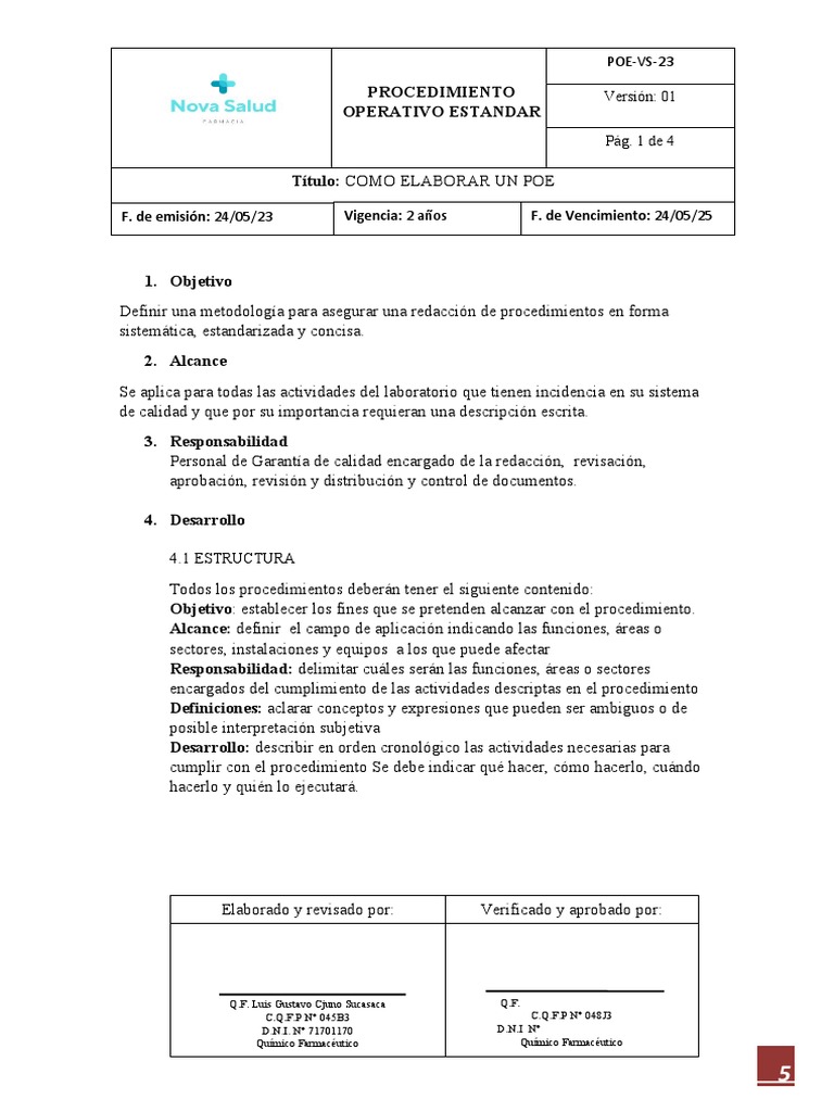 Procedimiento Operativo Estándar POE | PDF | Farmacia | Farmacéutico