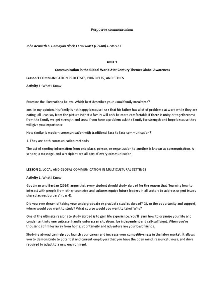 Purposive Communication | PDF