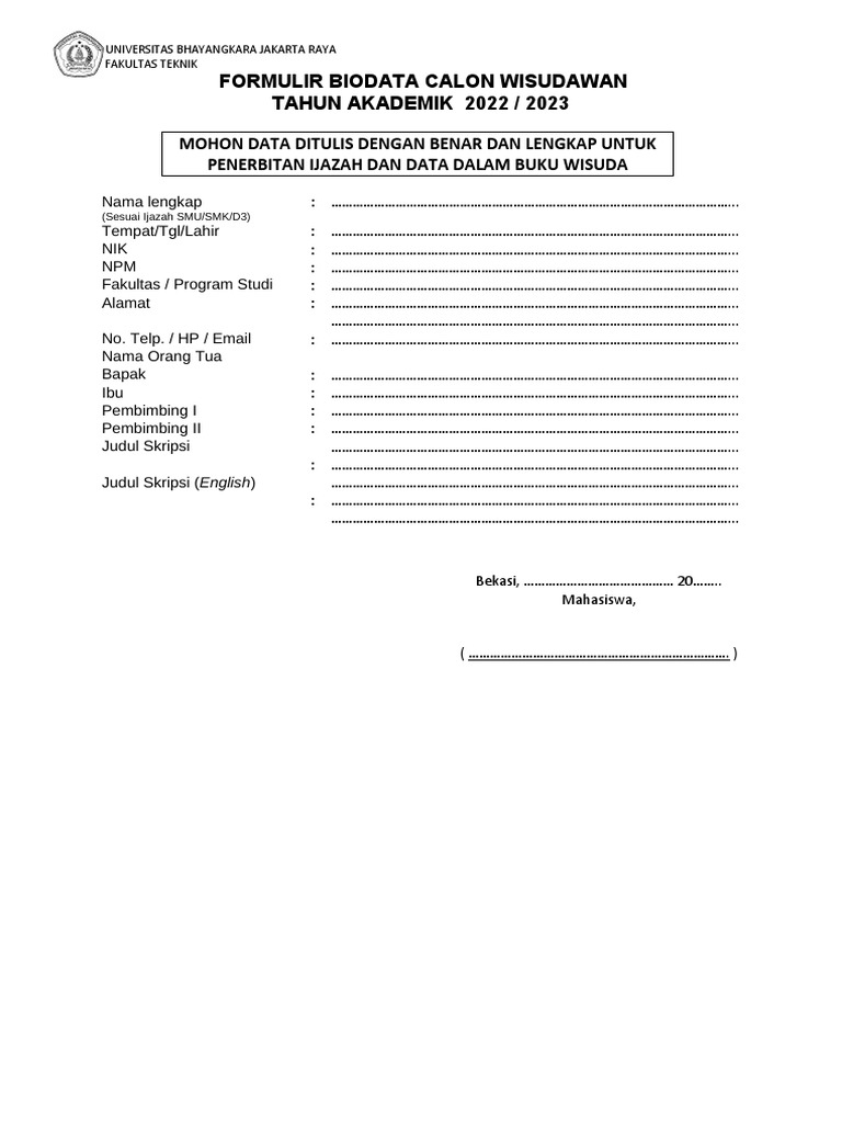 Form Persyaratan Yudisium Pdf