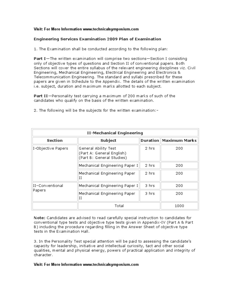 Indian Engineering Service Syllabus Mechanical Engineering | PDF