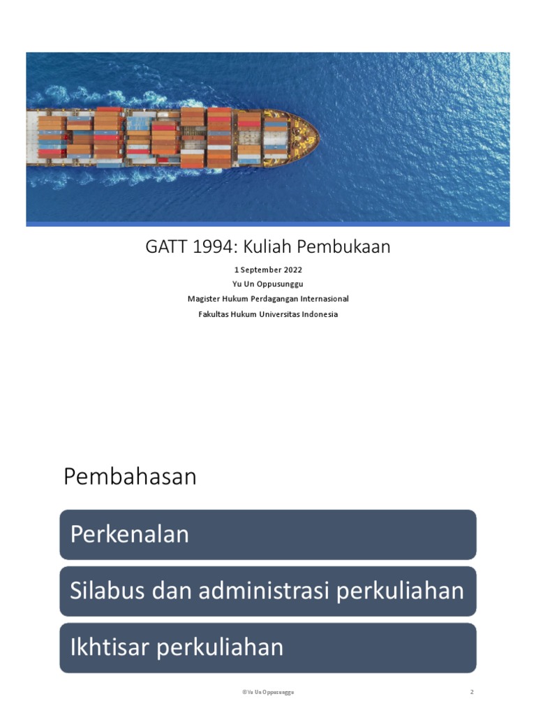 Gatt 1994 Kuliah Pembukaan | PDF | Natural Products