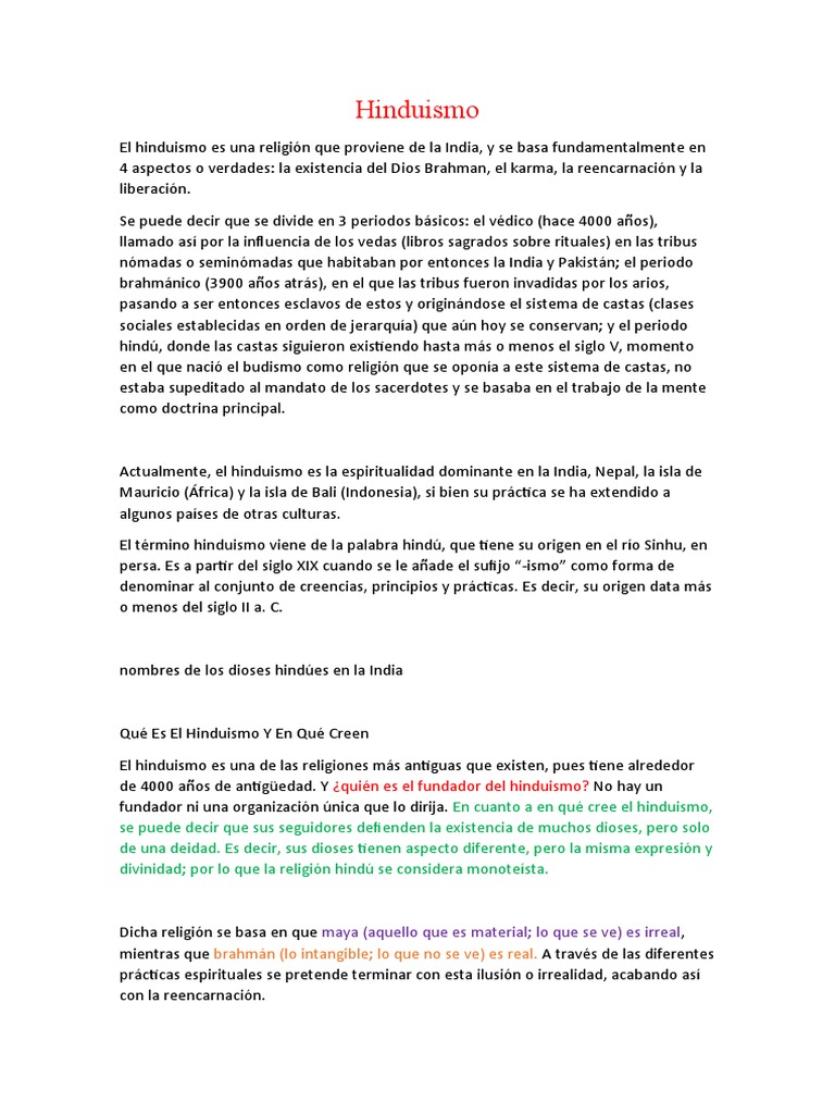 Introducción al Hinduismo y sus Dioses | PDF