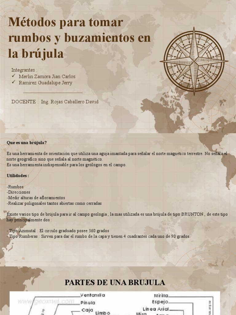 Métodos de Rumbo y Buzamiento en Geología | PDF | Brújula | Azimut