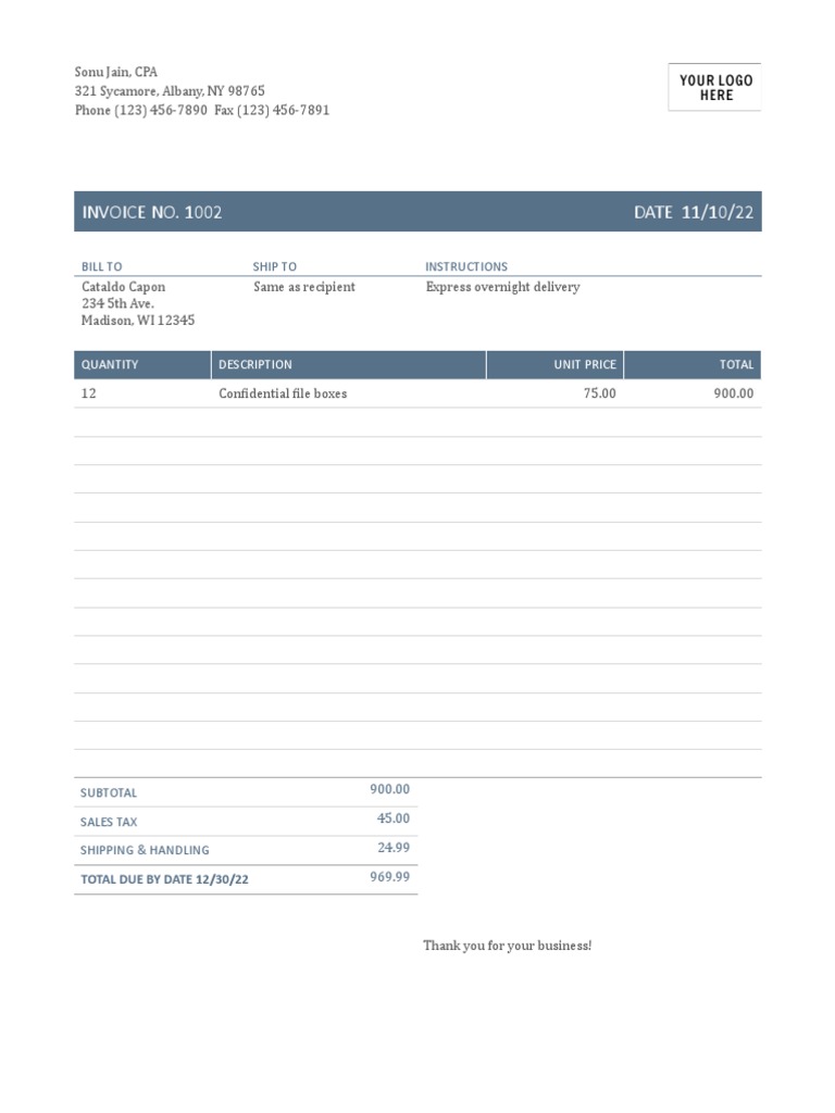 Invoice (Timeless Design) | PDF