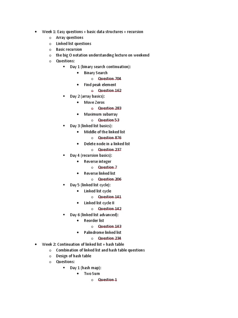 8 Week Leetcode List | PDF | Algorithms | Computer Data