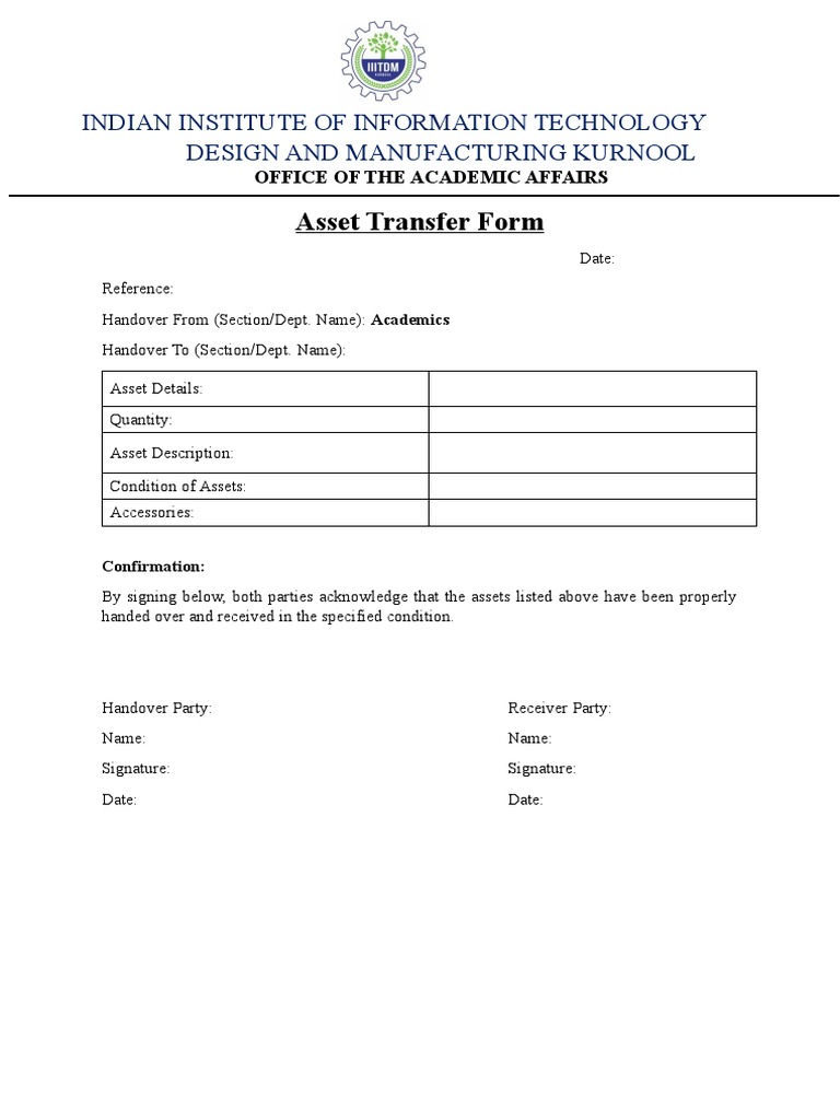 Asset Transfer Form | PDF