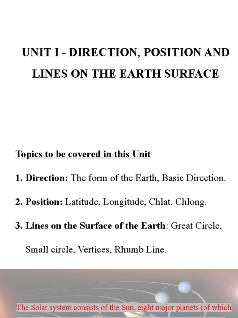 Unit I - Direction, Position and Lines On The Earth Surface | PDF ...