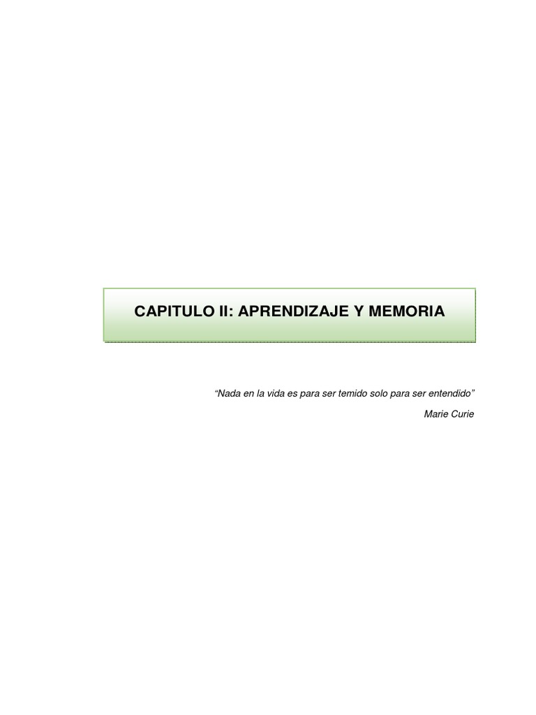 Capitulo Ii Aprendizaje y Memoria | PDF | Memoria | Aprendizaje