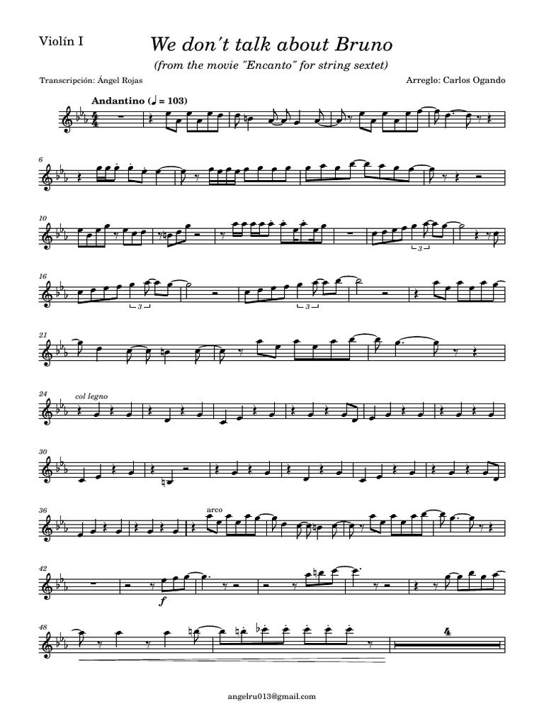 We - Dont Talk About Bruno From Encanto For String Sextet-Violín - I ...