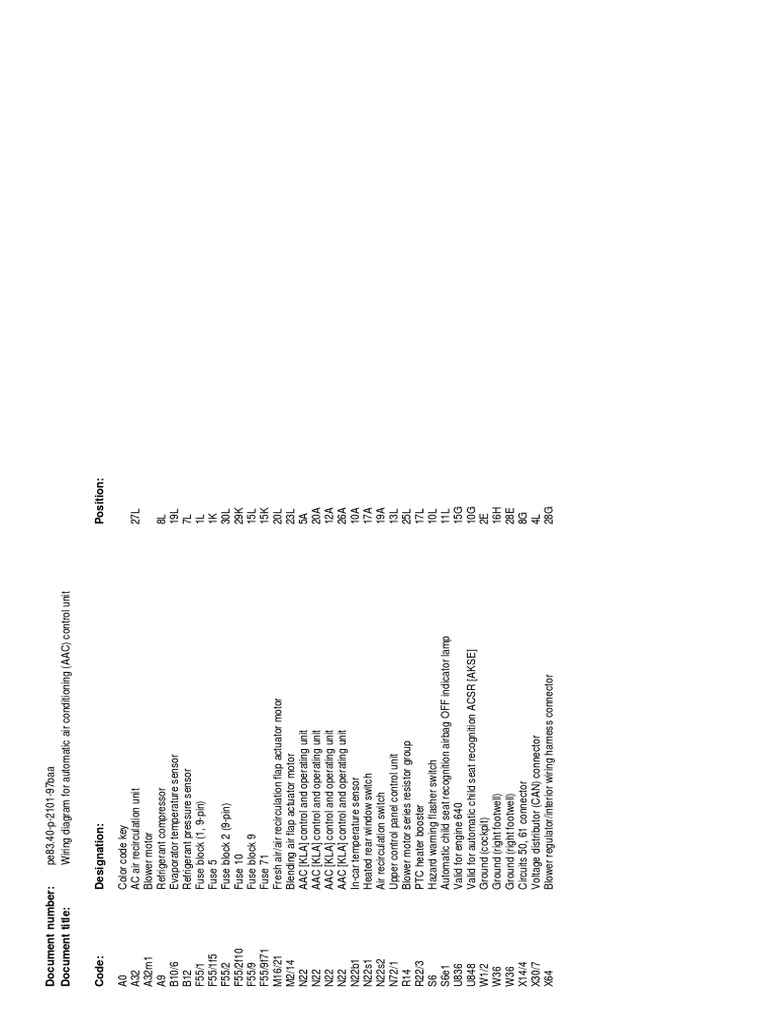 W245 Wiring Diagram For Automatic Air Conditioning (AAC) Control Unit | PDF