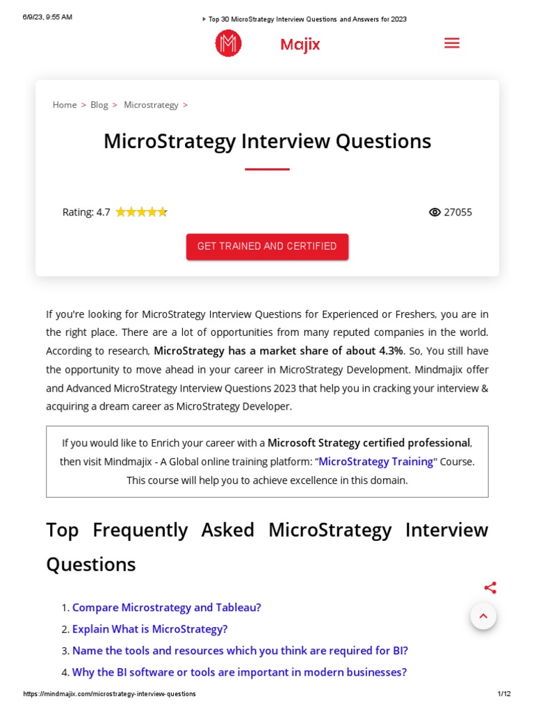 Top 30 MicroStrategy Interview Questions and Answers For 2023 | PDF | Databases | Business ...
