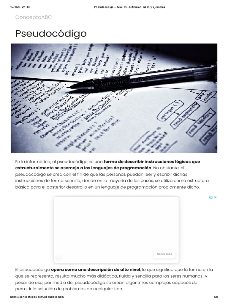 Pseudocódigo Qué Es Definición Usos Y Ejemplos Pdf