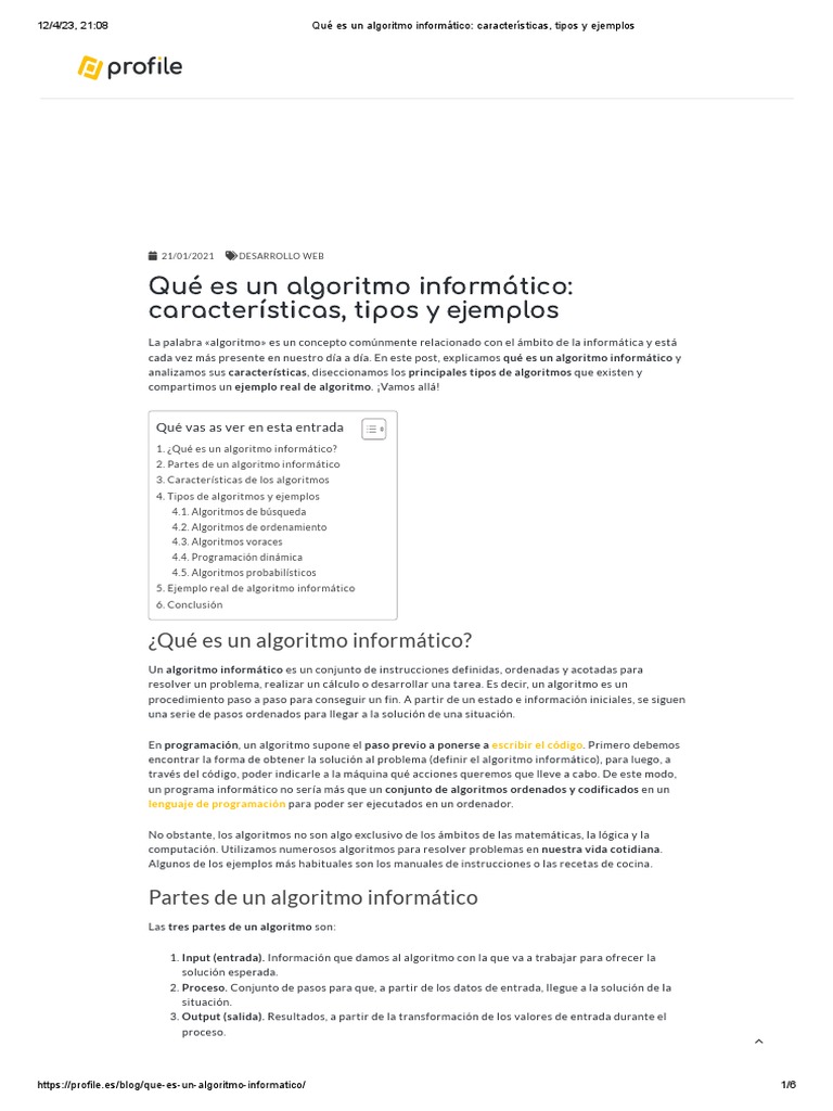 Qué Es Un Algoritmo Informático - Características, Tipos y Ejemplos | PDF