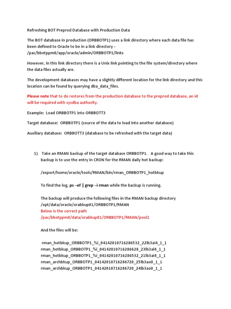 RMAN Refresh | PDF | Oracle Database | Backup
