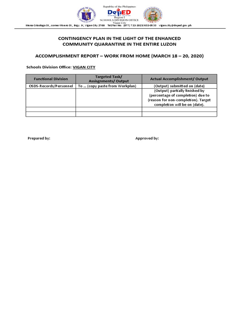 Accomplishment Report Format | PDF