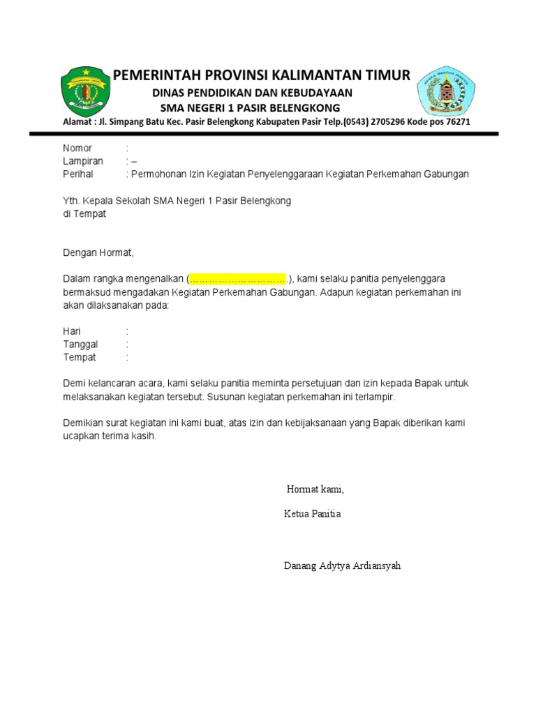 Surat izin Kegiatan di Sekolah | PDF