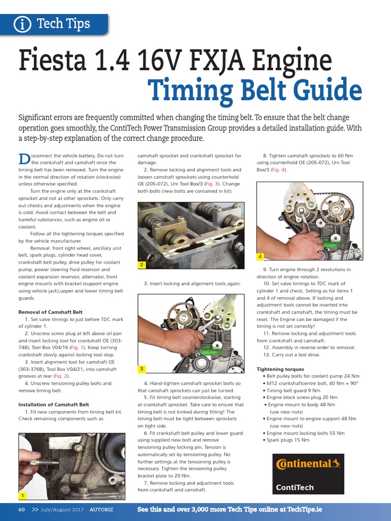 Fiesta 14 16v Fxja Engine Timing Belt Guide | PDF | Belt (Mechanical ...