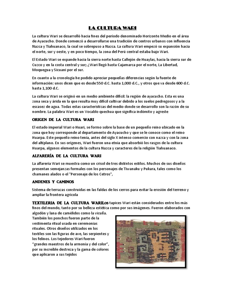 La Cultura Wari | PDF
