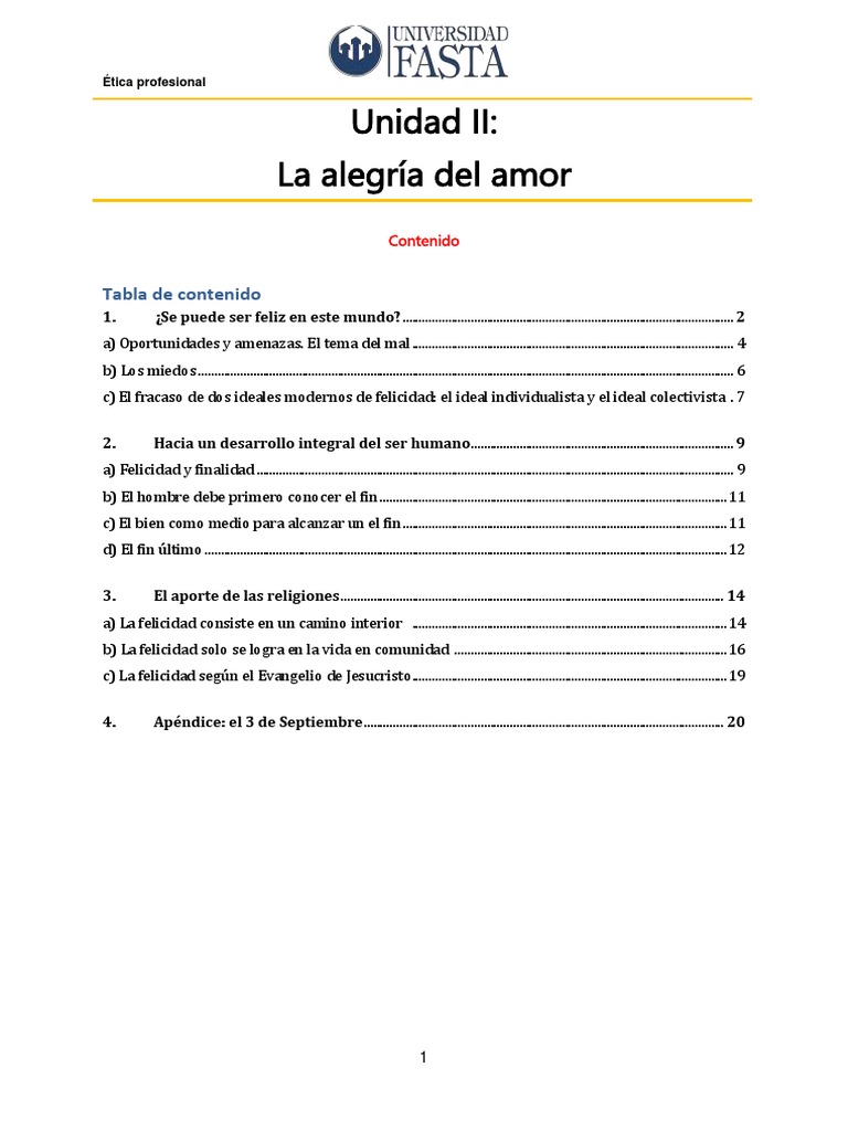 Módulo U2 ÉTICA | PDF | Felicidad | Amor