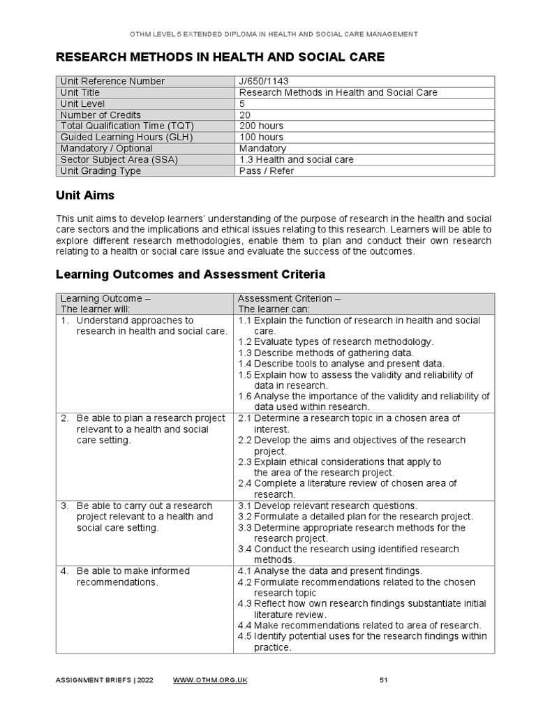 Research Methods in Health and Social Care Assignment | PDF ...