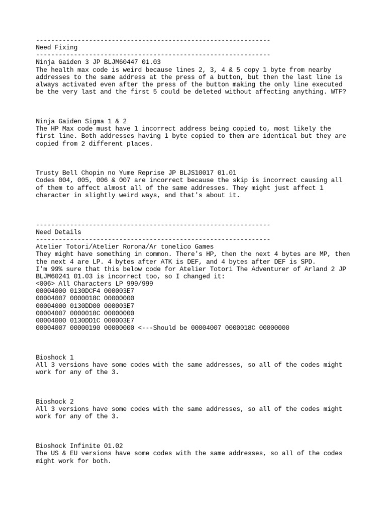 Cheats DB Versions | PDF