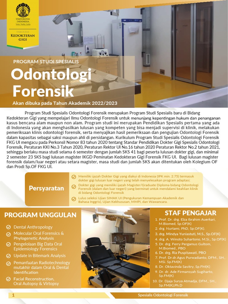 Leaflet Odontologi Forensik FKG UI | PDF