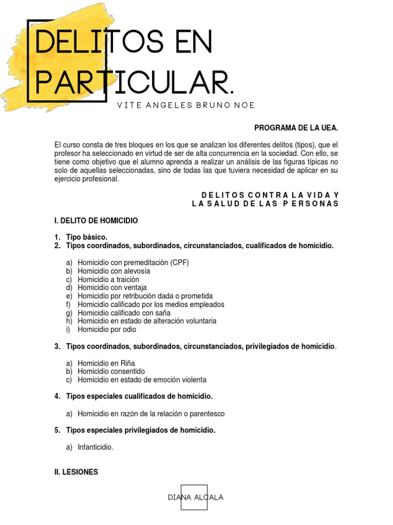 Apuntes de Delitos en Particular | PDF | Intención (Derecho Penal ...