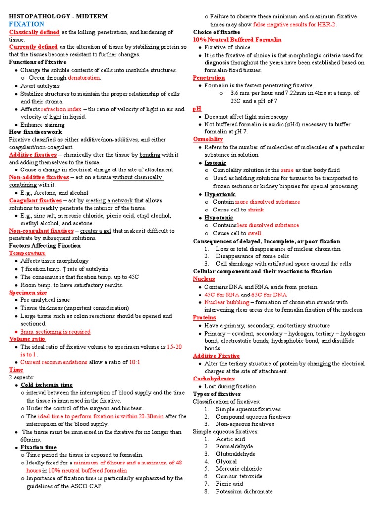 Histopathology Midterm | PDF | Fixation (Histology) | Histopathology