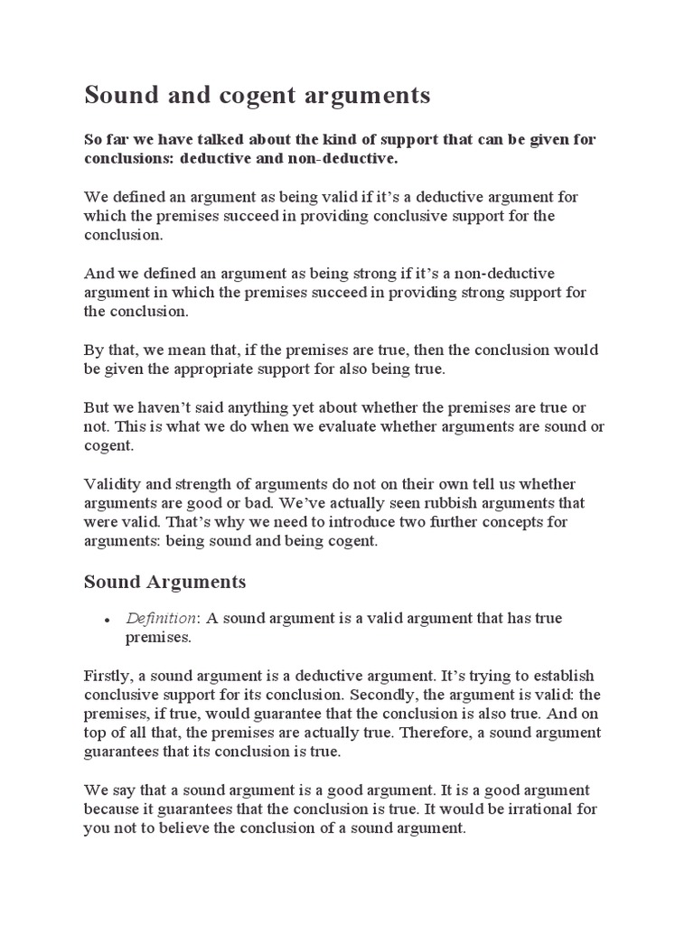 Article - Sound and Cogent Arguments | Download Free PDF | Argument ...