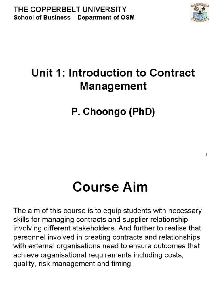 Unit 1 Introduction To Contract Management | PDF