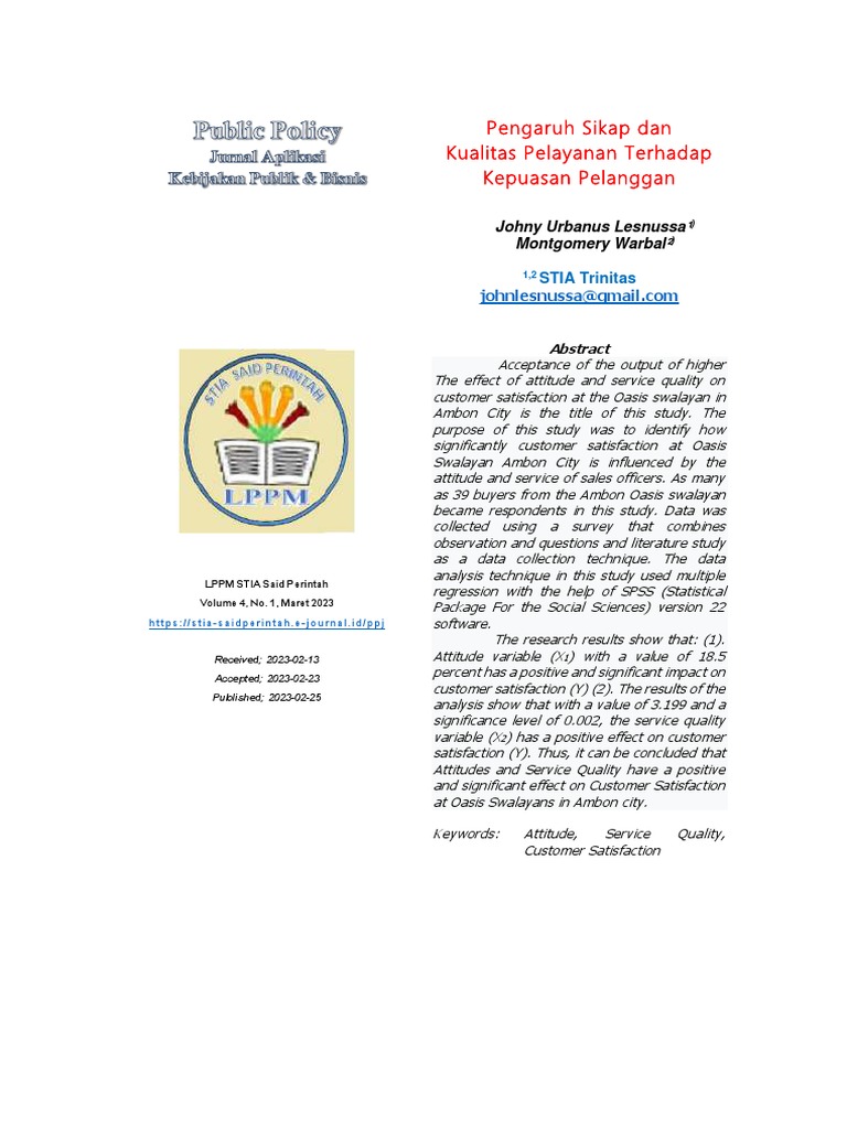 Lesnussa, J. U., & Warbal, M. (2023) | PDF