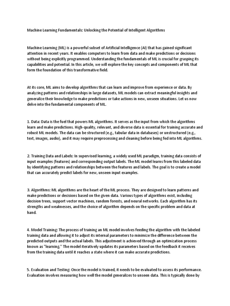 Machine Learning Fundamentals | PDF | Machine Learning | Learning