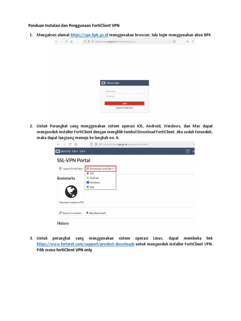 Panduan Instalasi Dan Penggunaan FortiClient VPN v.2.1 | PDF | Pengelolaan Keuangan & Uang