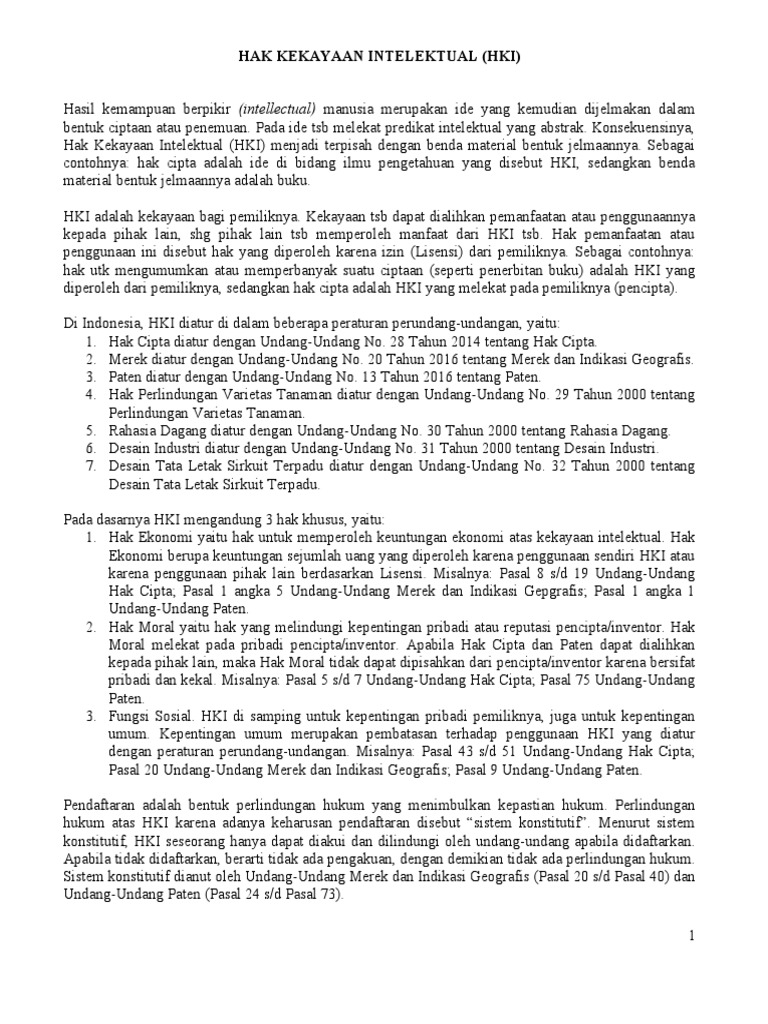 Hak Kekayaan Intelektual (HKI) | PDF