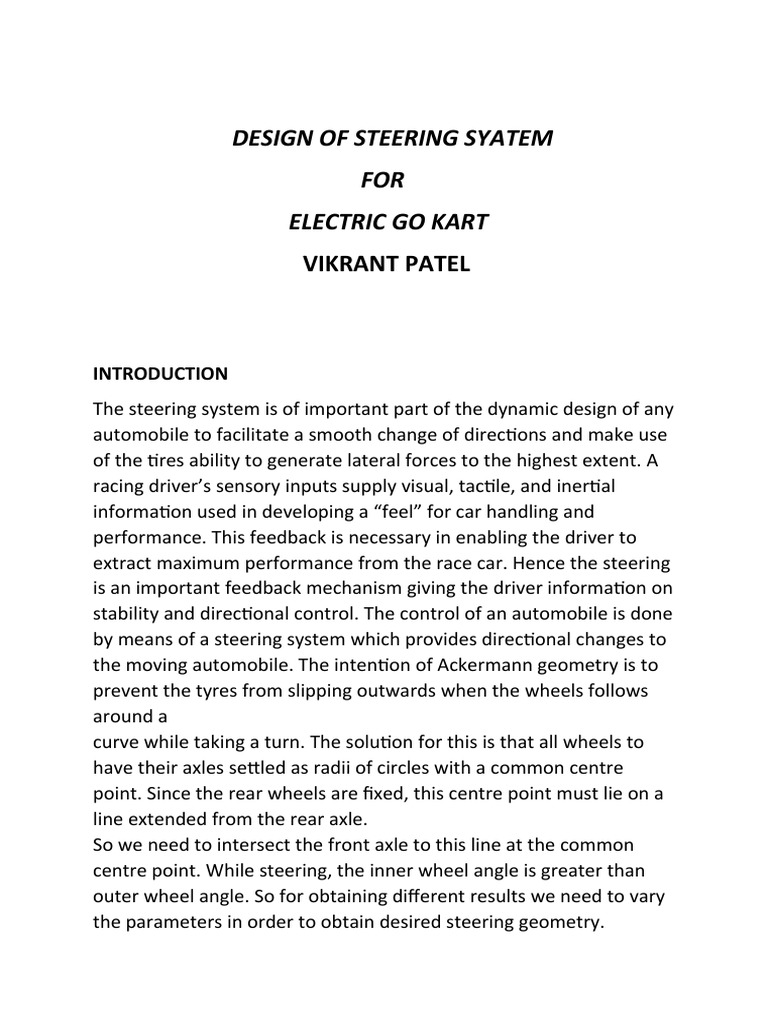 Steering Report and Calculations | PDF | Land Vehicles | Mechanical ...