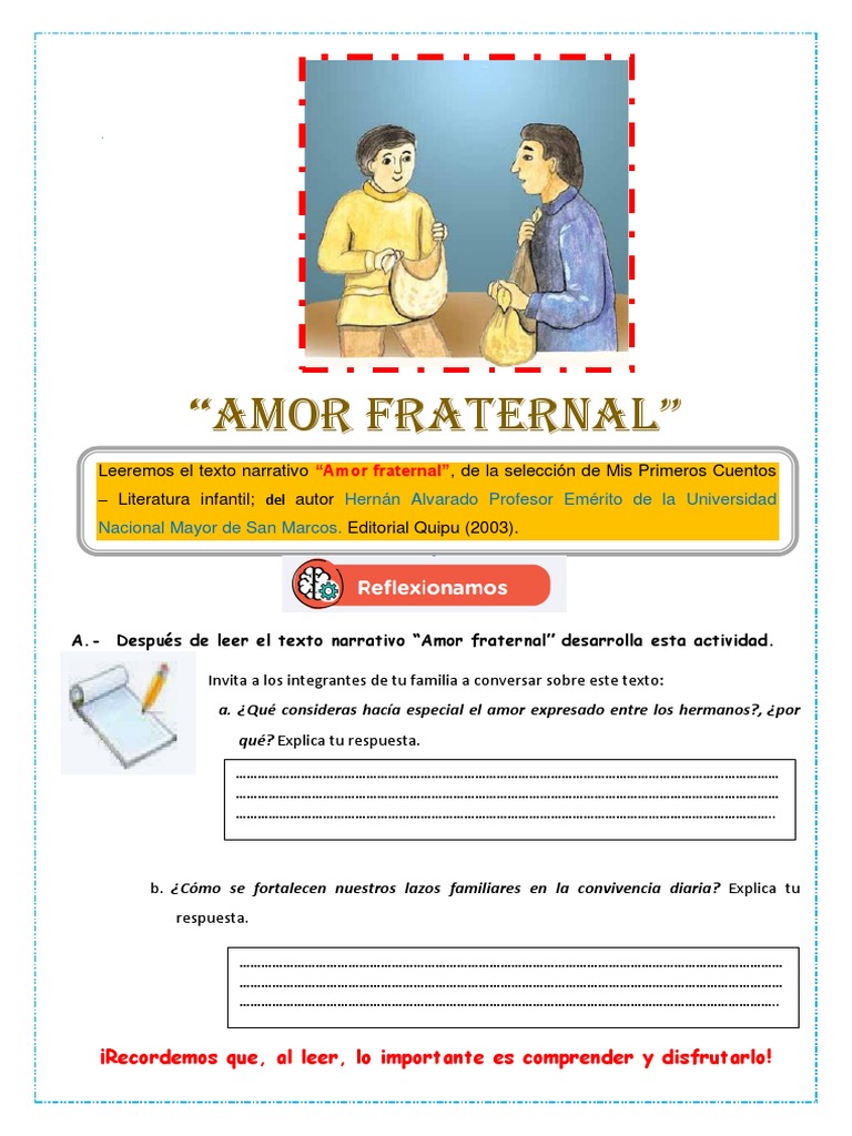 Amor Fraternal Diario de Lectura | PDF